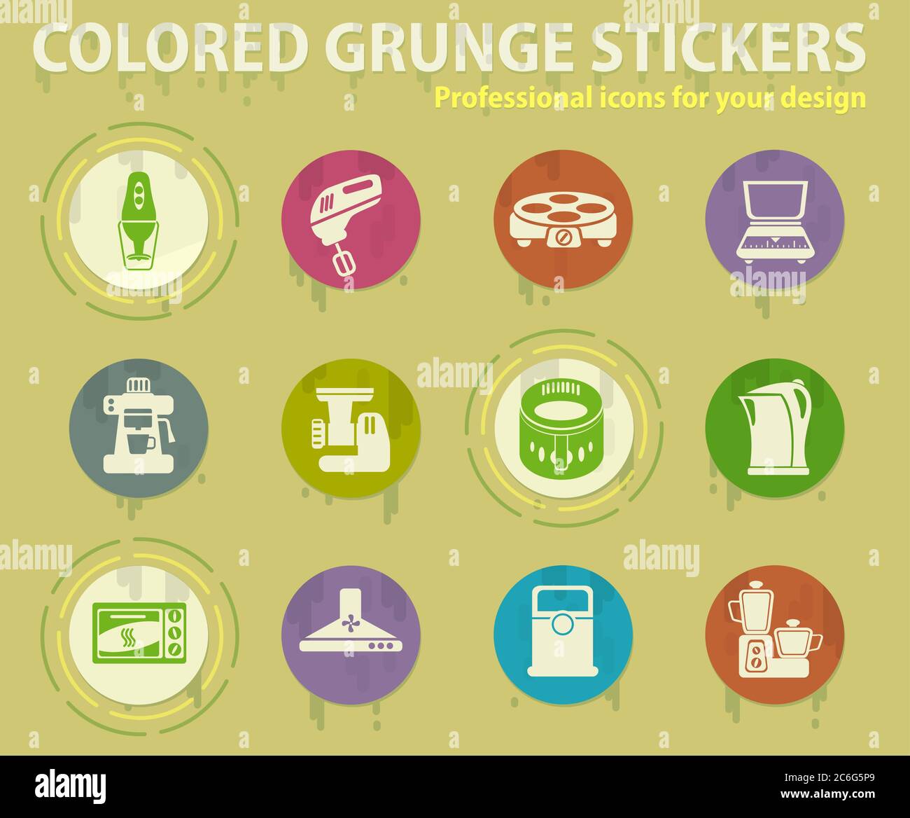 Kitchen Utensils colored grunge icons Stock Vector Image & Art - Alamy