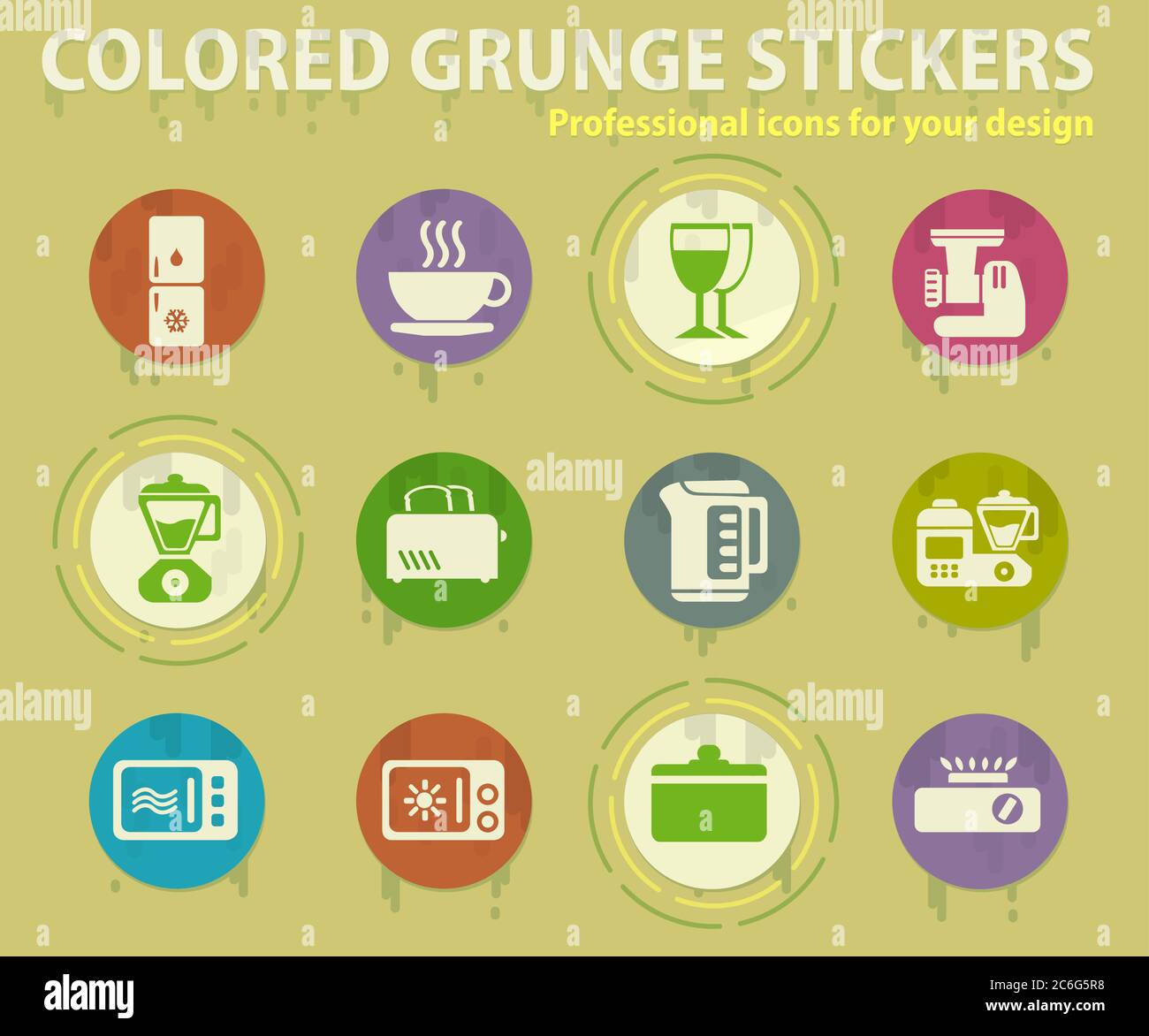 Kitchen Utensils colored grunge icons Stock Vector Image & Art - Alamy