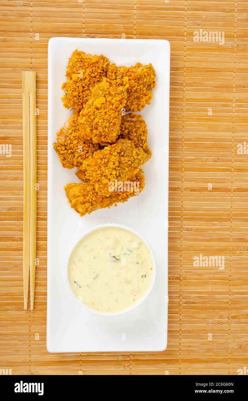 Sliced salmon breaded with sauce. Studio Photo Stock Photo - Alamy