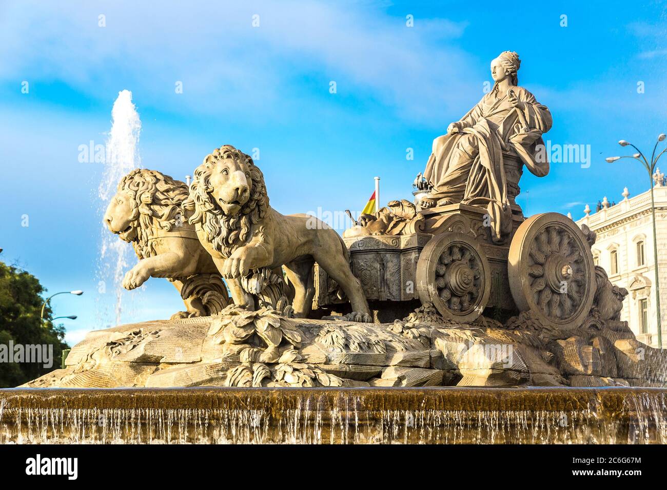 Cibeles fountain at Plaza de Cibeles in Madrid in a beautiful summer ...