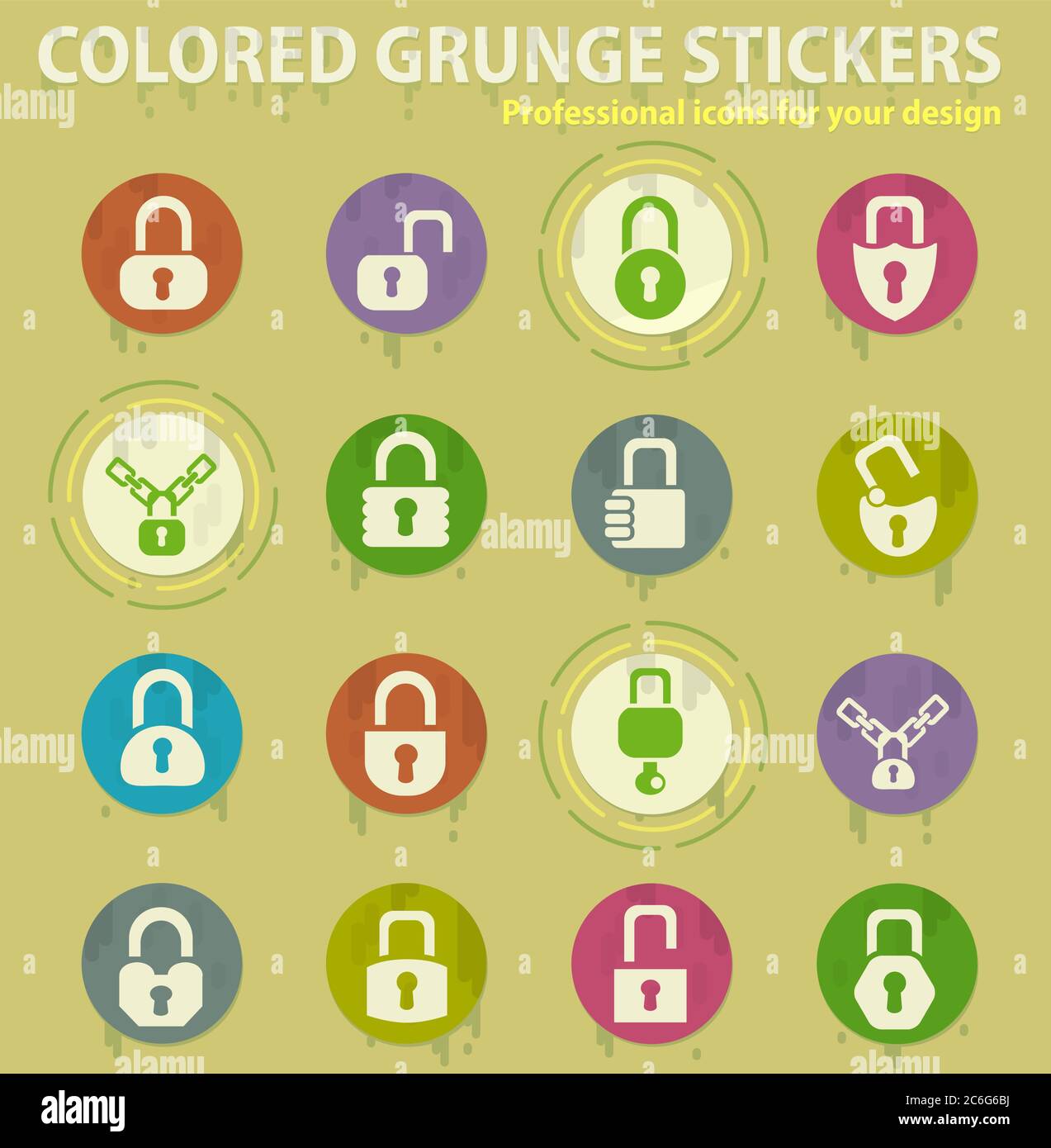 lock colored grunge icons Stock Vector Image & Art - Alamy