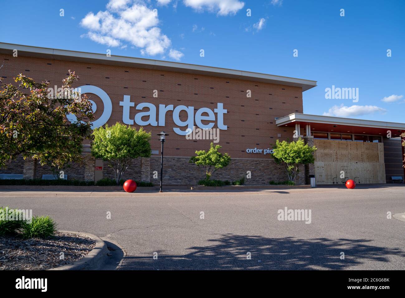 Maple Grove, Minnesota - May 29, 2020: A Target store is boarded up to ...