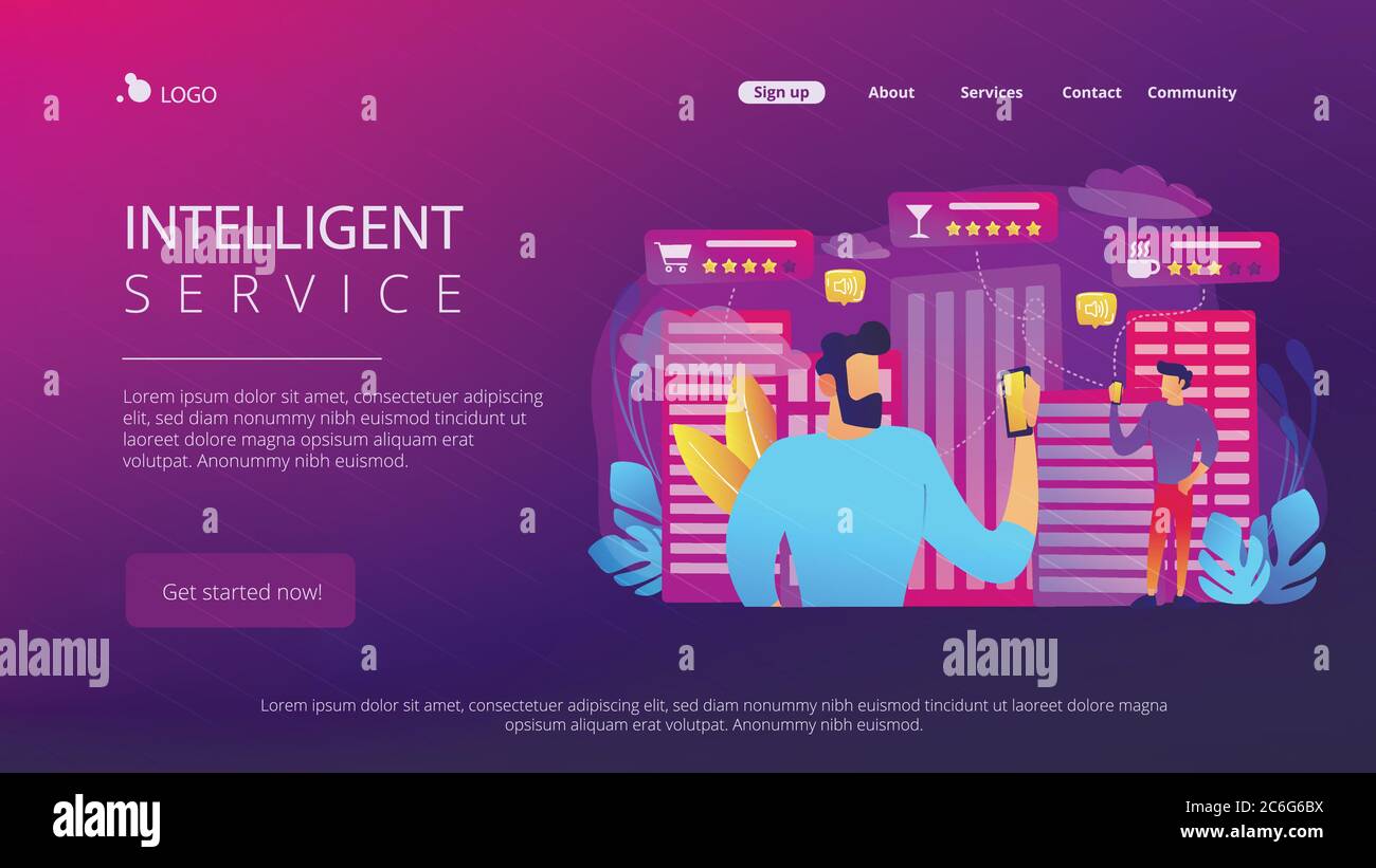 Intelligent services in smart cityconcept landing page Stock Vector ...
