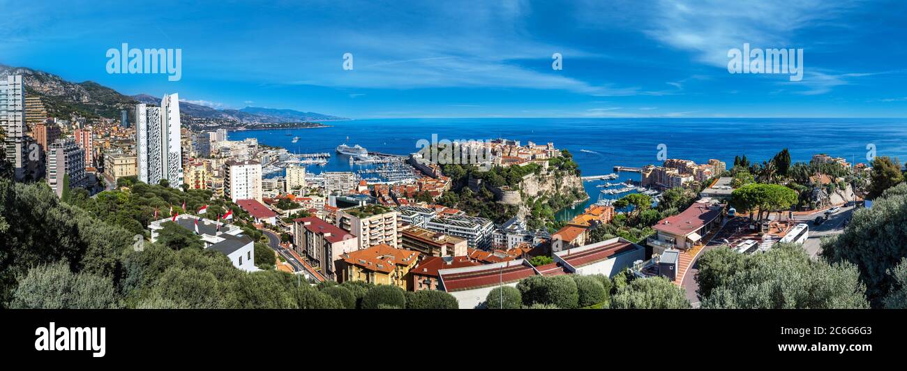 Panoramic view of prince's palace in Monte Carlo in a summer day ...