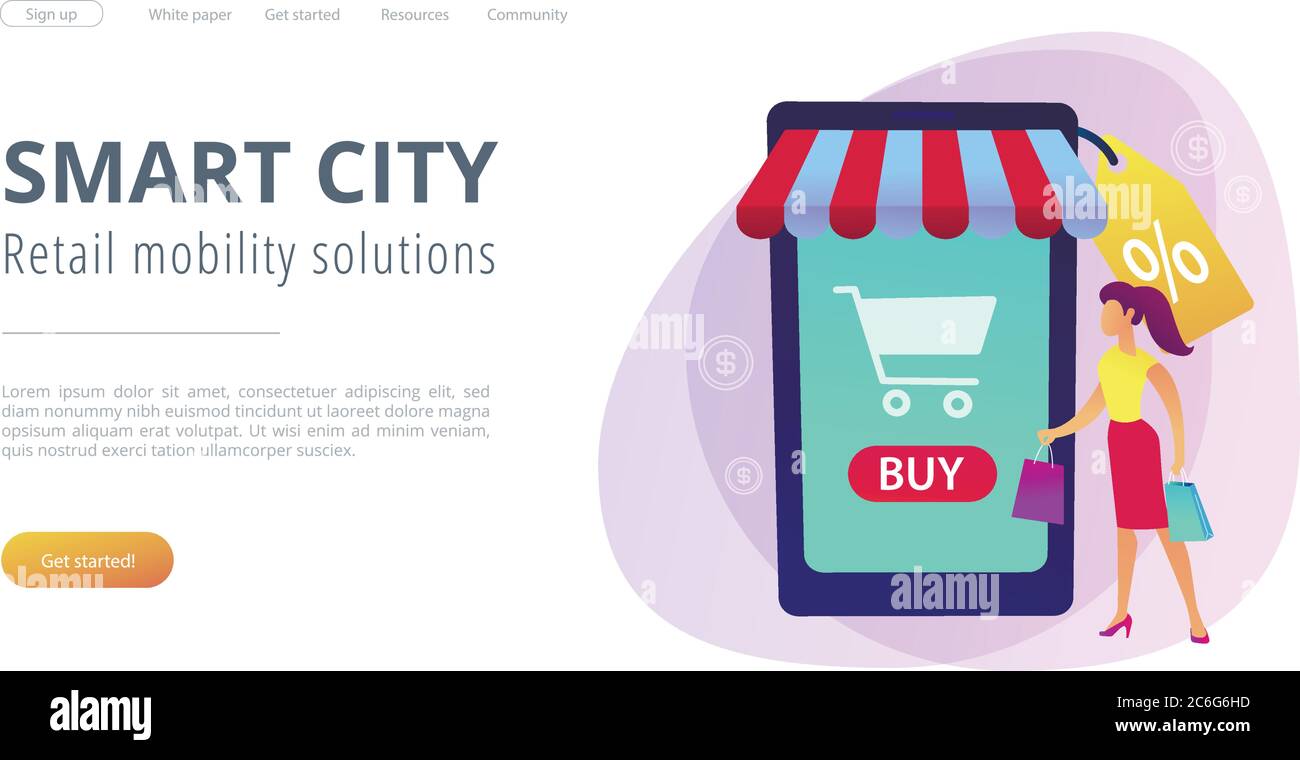 Smart retail in smart city concept illustration Stock Vector Image ...