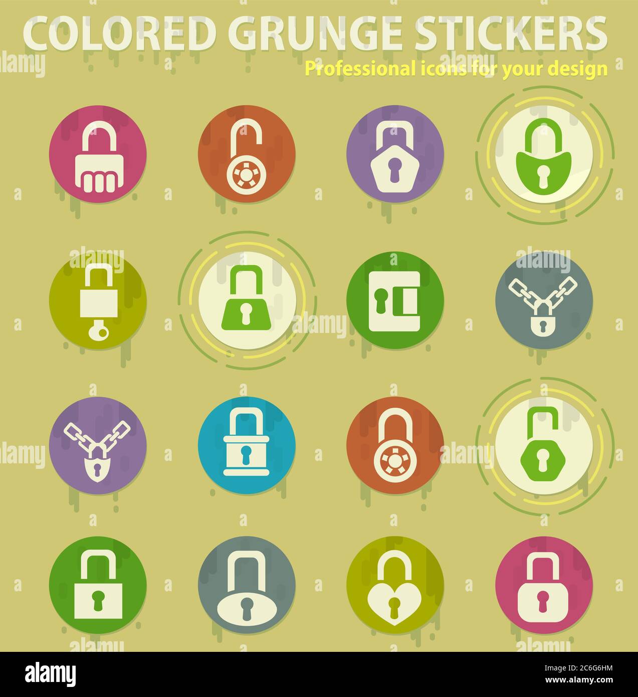 lock colored grunge icons Stock Vector Image & Art - Alamy