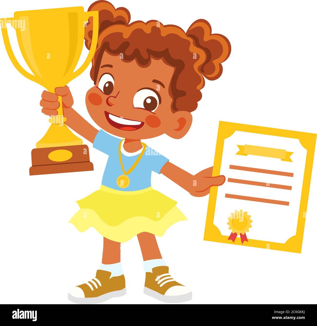 African American Girl with gold winner cup Stock Vector Image & Art - Alamy