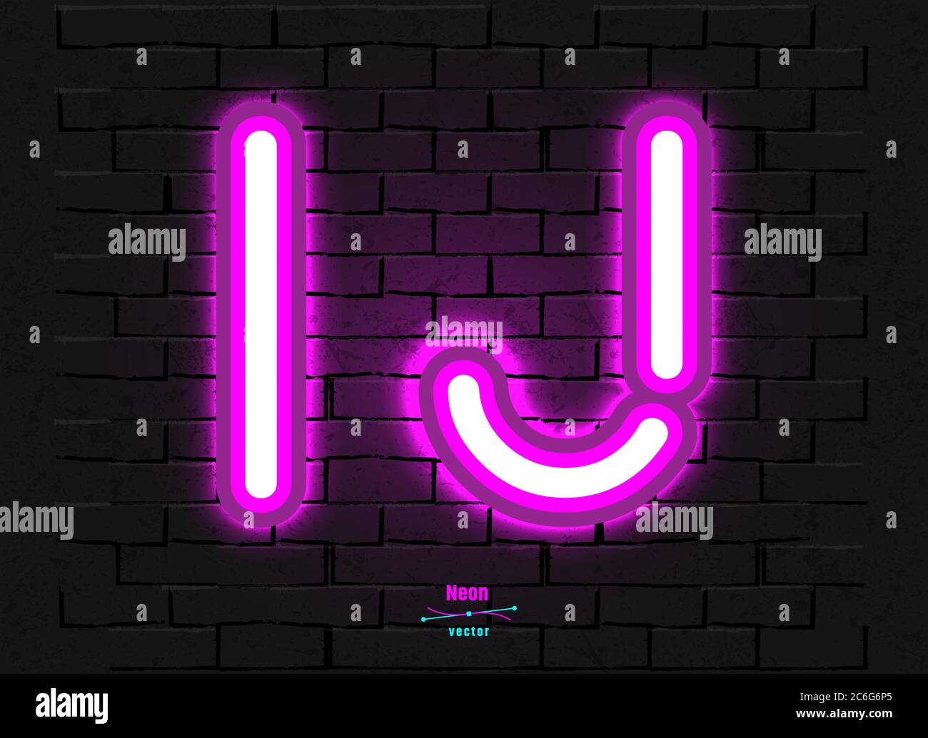 Neon letter on a brick vector backround. Contains mesh Stock Vector ...