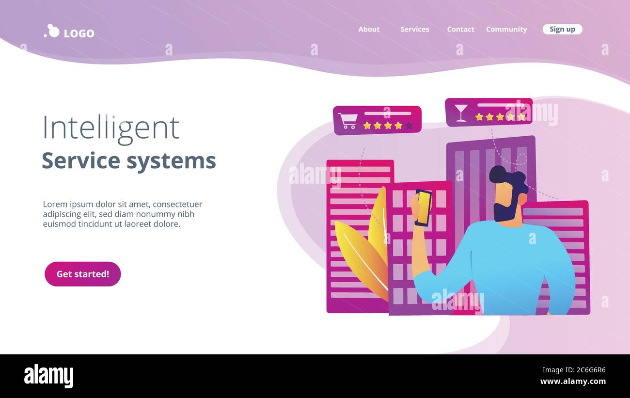 Intelligent services in smart cityconcept landing page Stock Vector ...