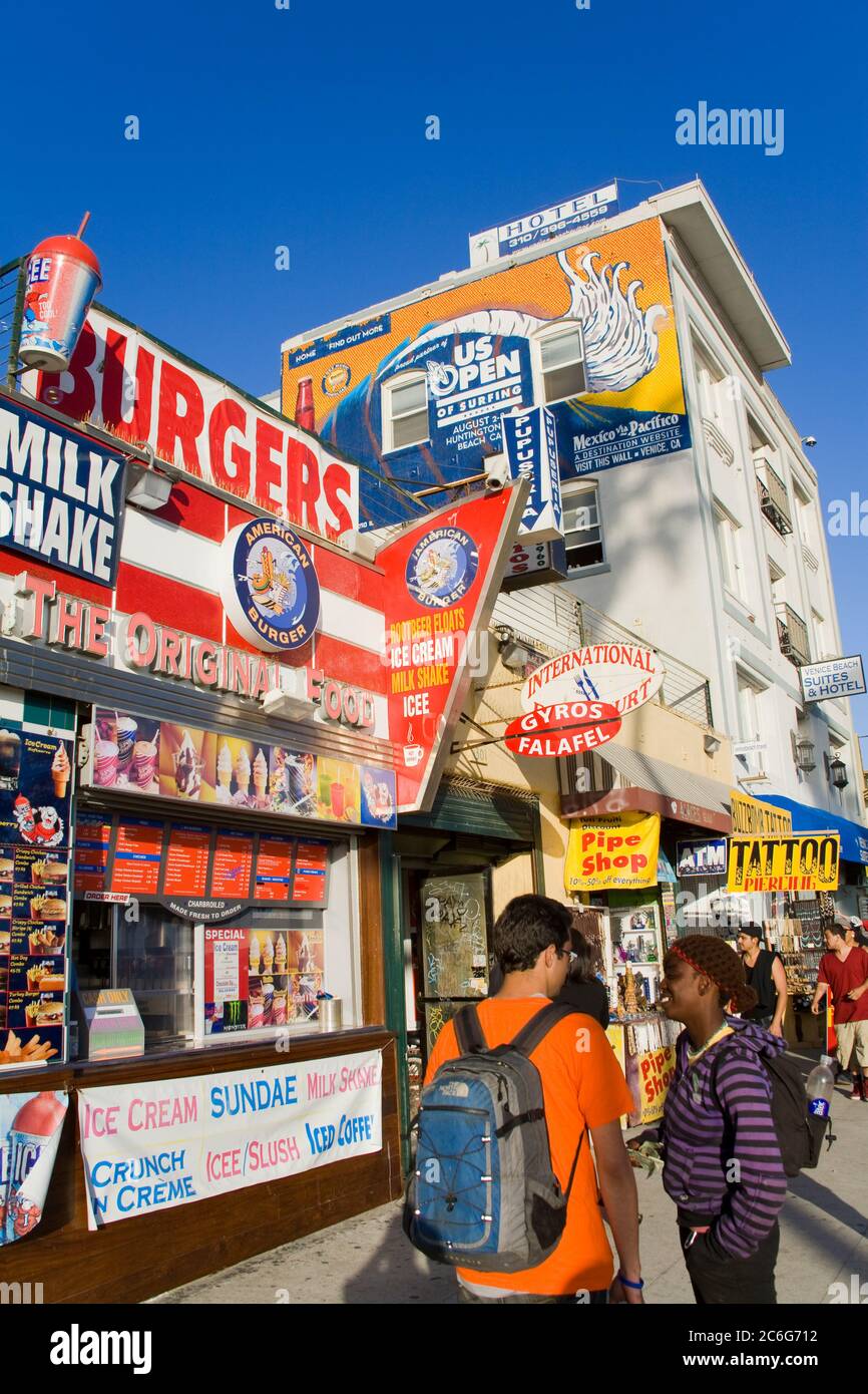Stores on Venice Beach boardwalk, Los Angeles, California, USA, North ...