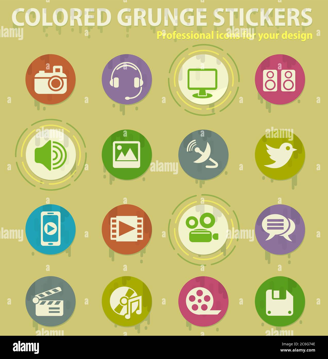 media colored grunge icons Stock Vector Image & Art - Alamy