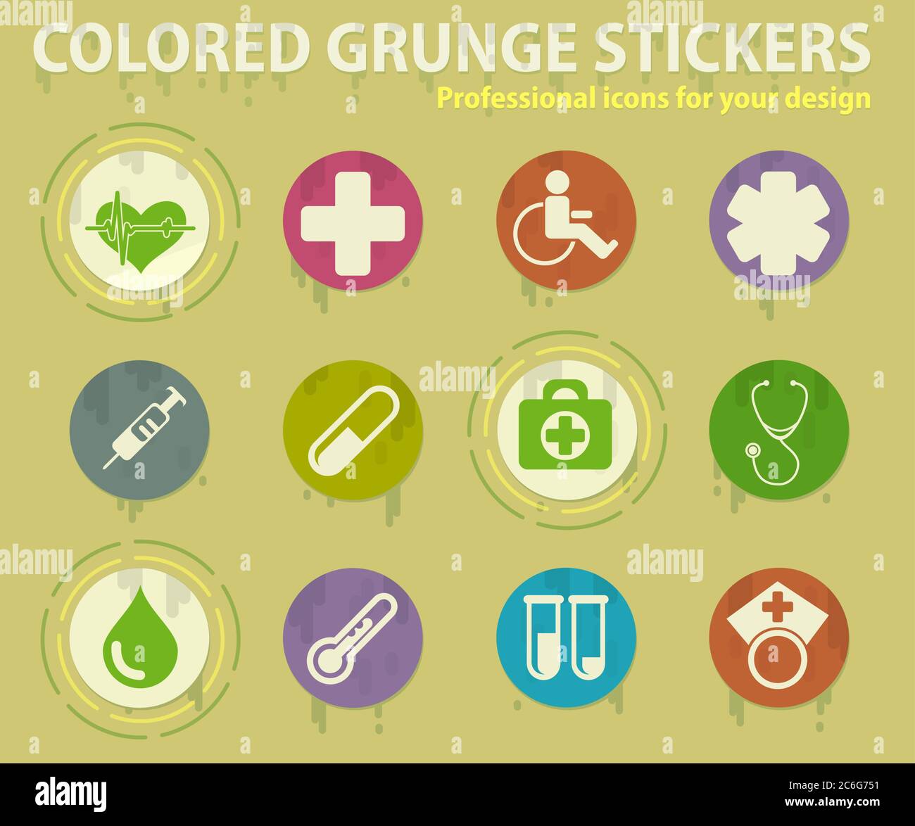 Medical colored grunge icons Stock Vector Image & Art - Alamy