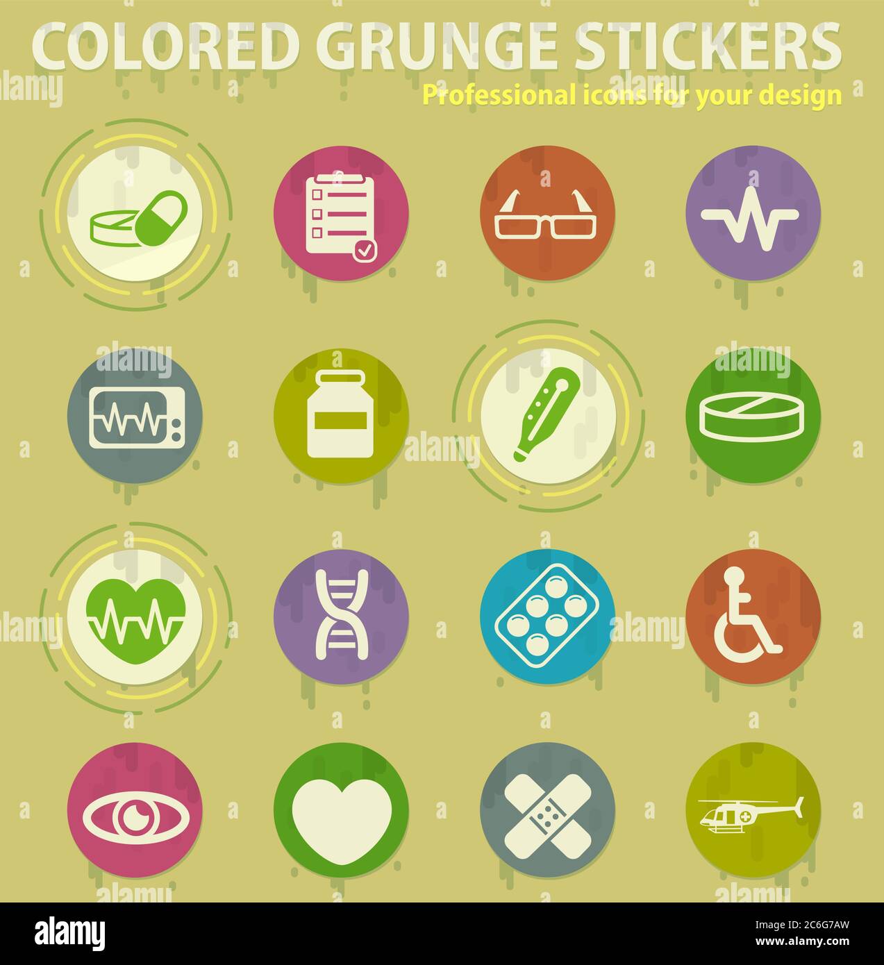 Medical colored grunge icons Stock Vector Image & Art - Alamy