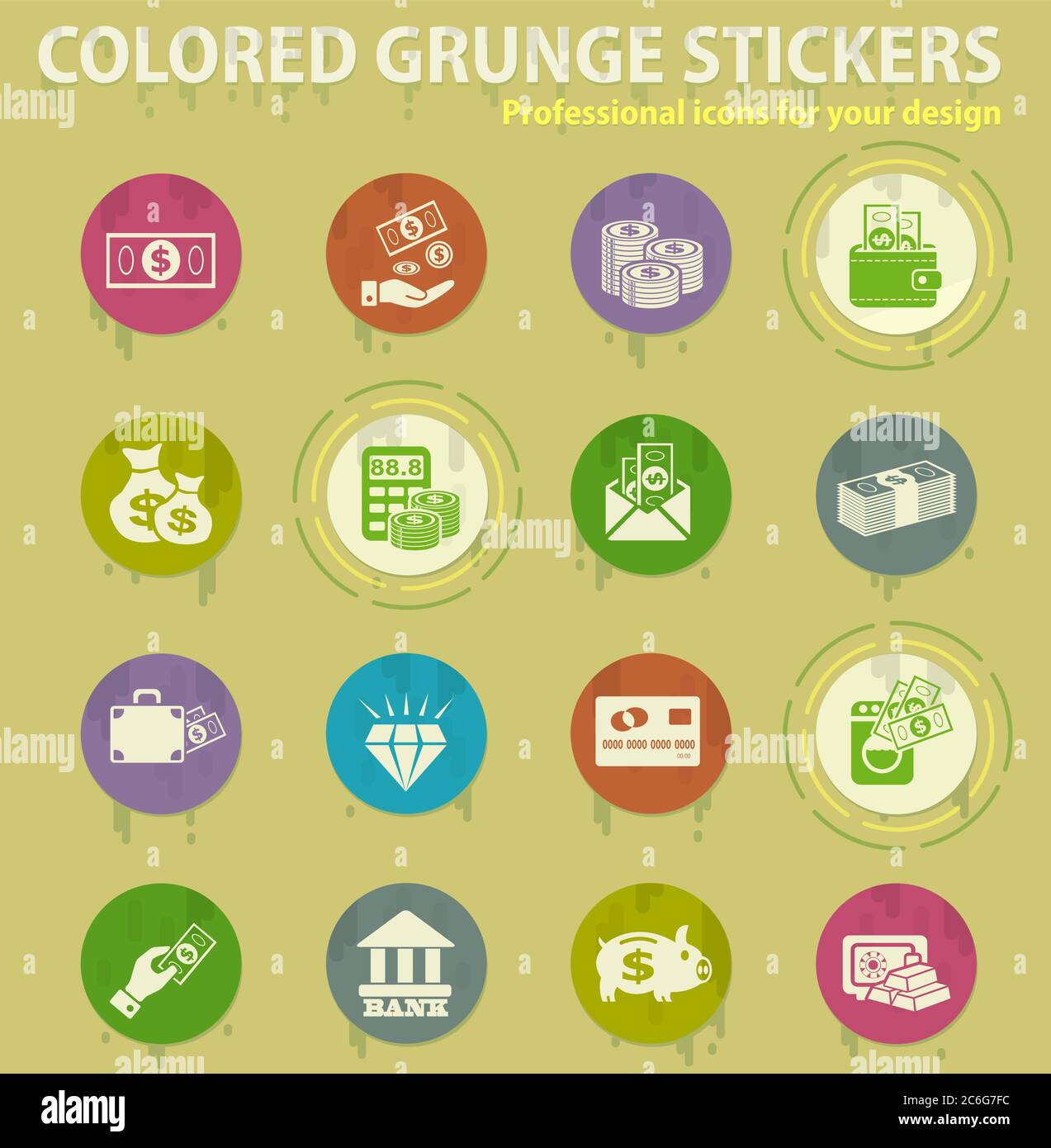 hand and money colored grunge icons Stock Vector Image & Art - Alamy