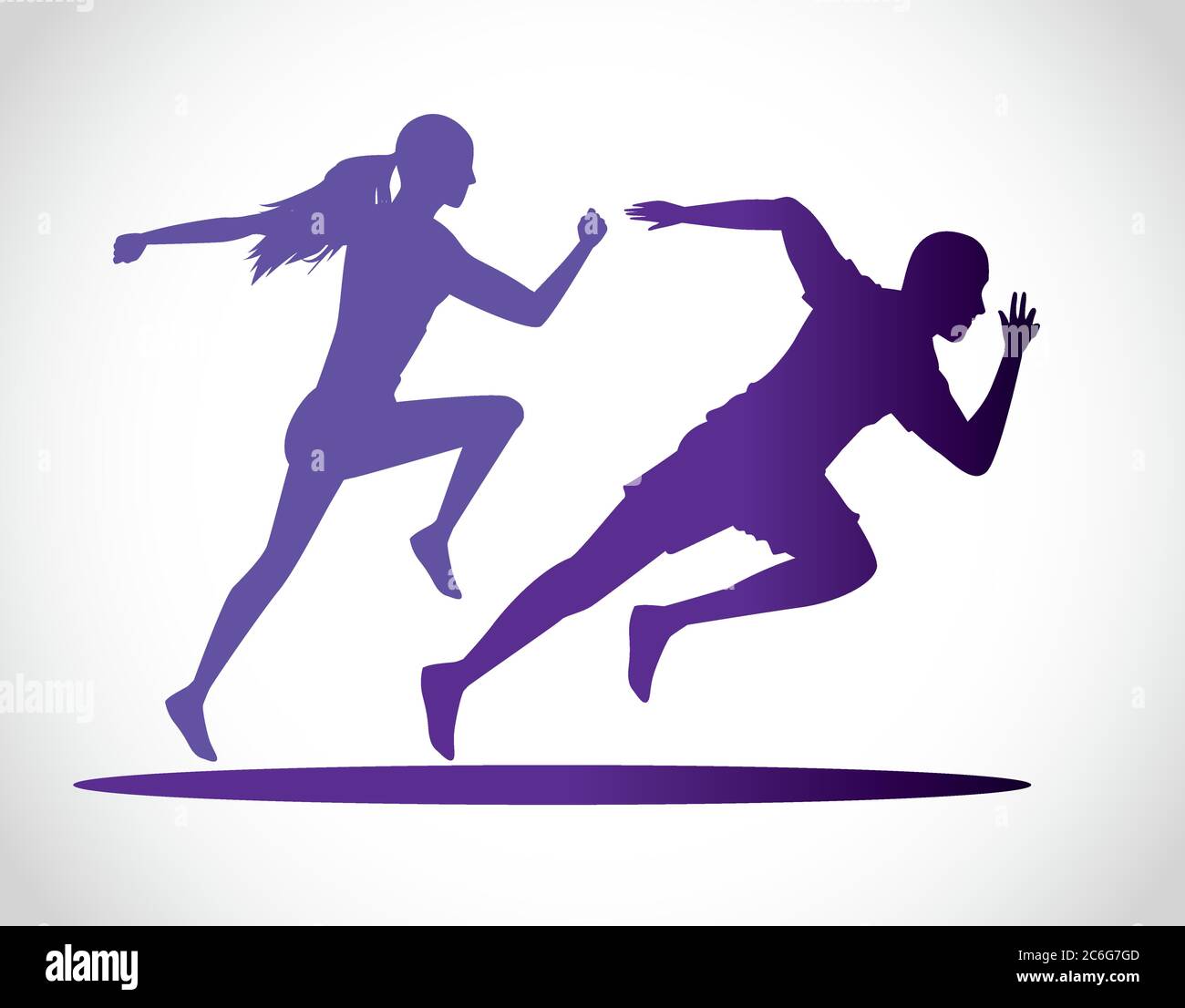 silhouettes of athletics couple running vector illustration design ...