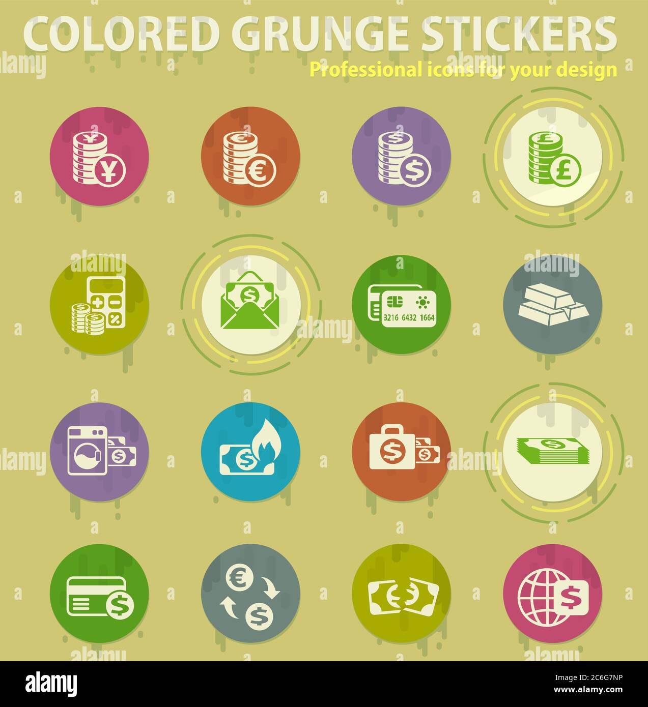 money symbols colored grunge icons Stock Vector Image & Art - Alamy
