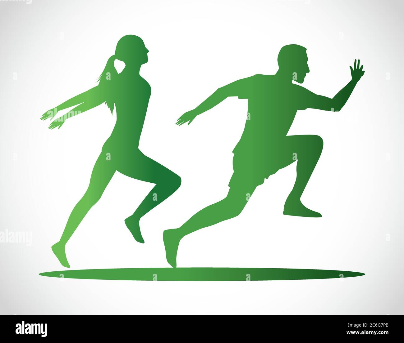 silhouettes of athletics couple running vector illustration design ...