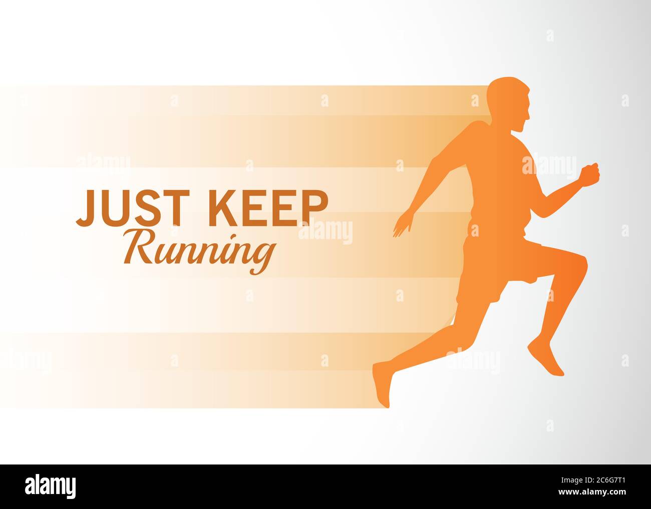 silhouette of athletic man running with just keep message vector ...