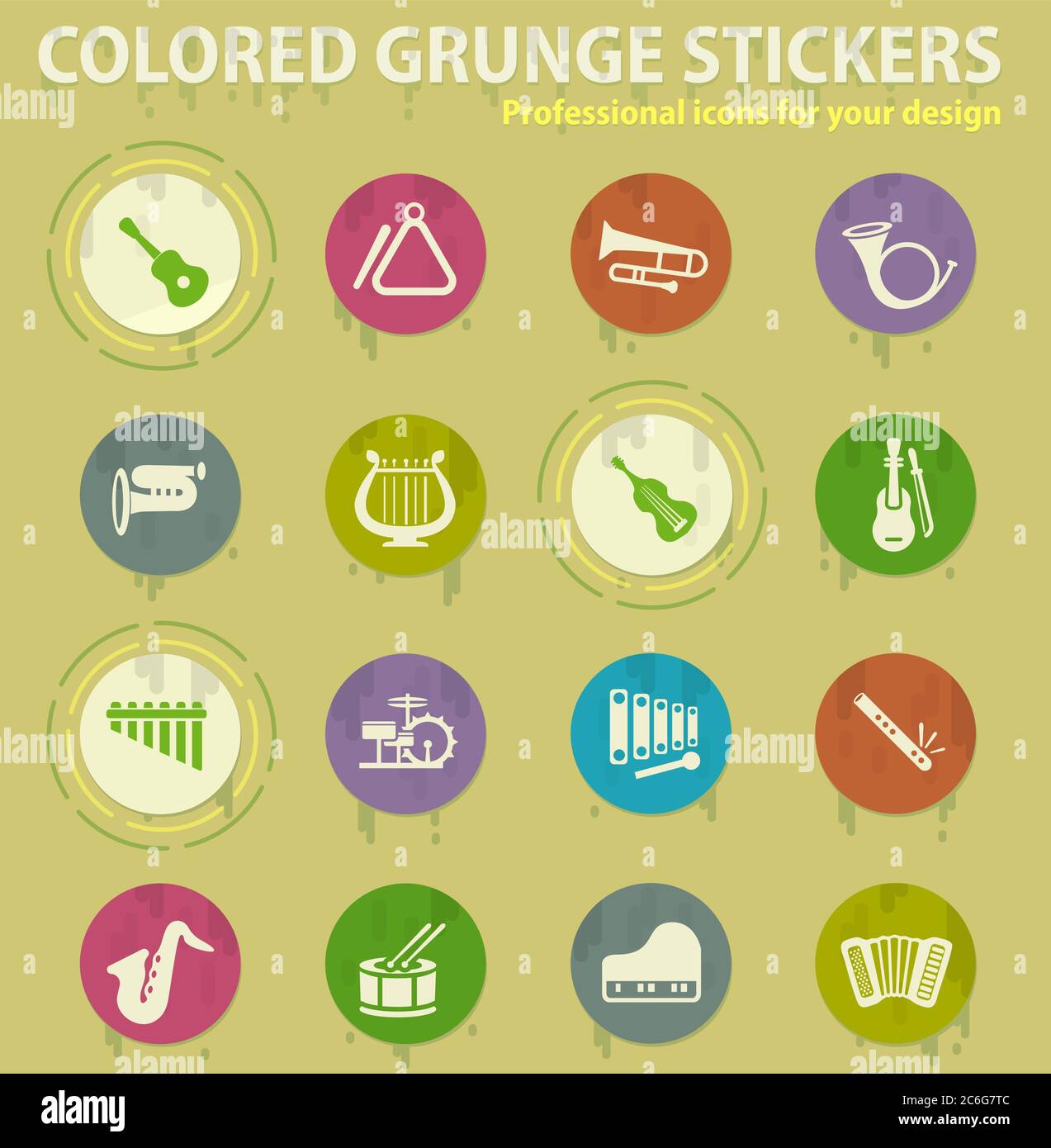 musical instruments colored grunge icons Stock Vector Image & Art - Alamy