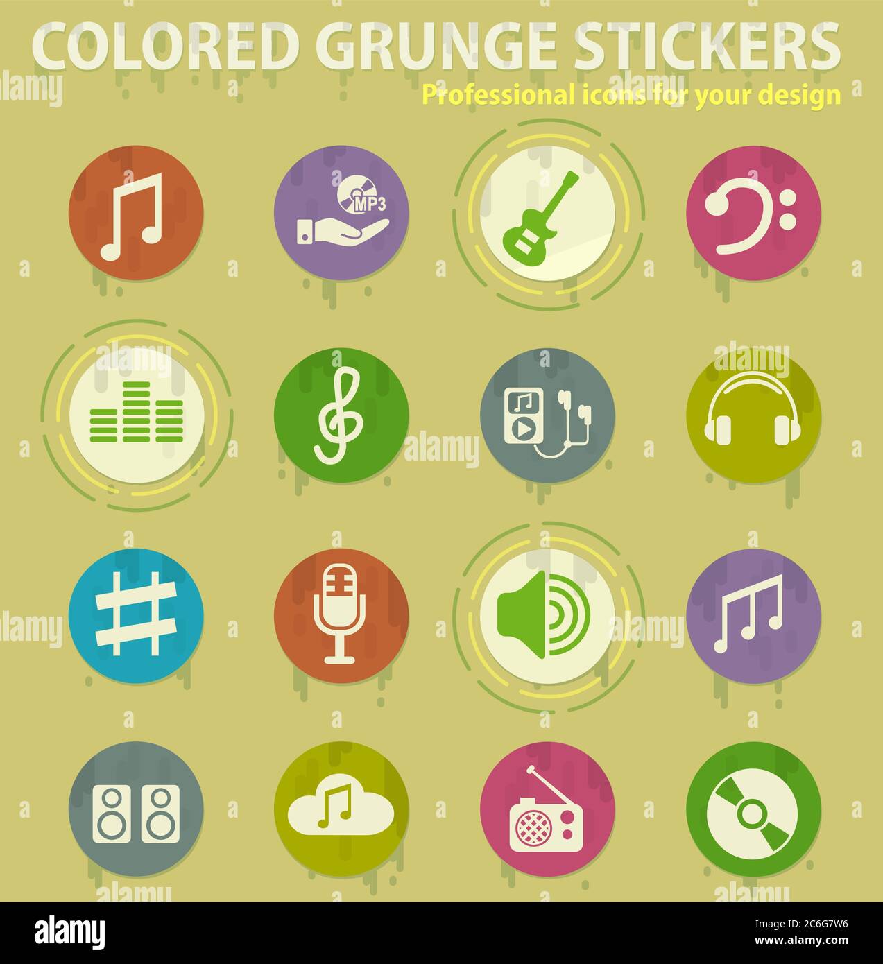 music colored grunge icons Stock Vector Image & Art - Alamy