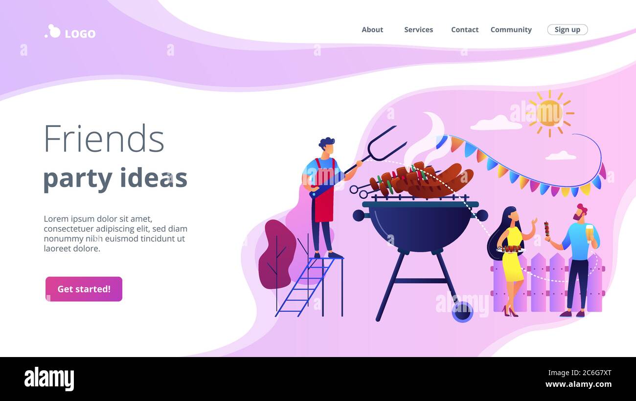 Backyard party concept landing page Stock Vector Image & Art - Alamy