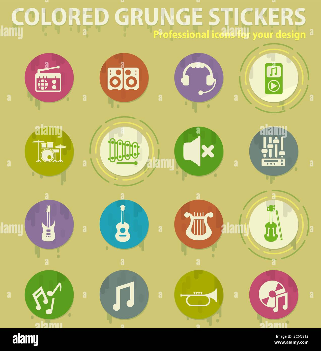 music colored grunge icons Stock Vector Image & Art - Alamy