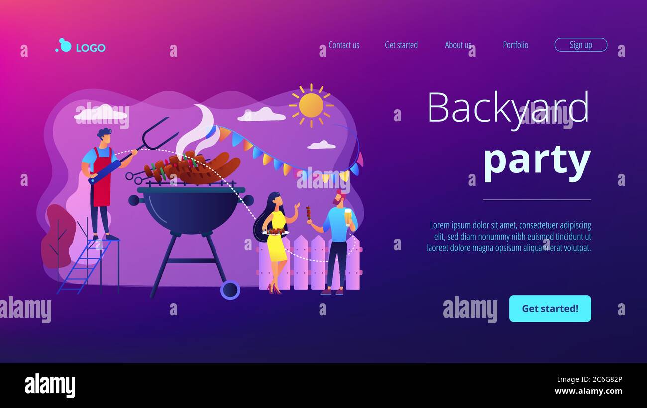 Backyard party concept landing page Stock Vector Image & Art - Alamy