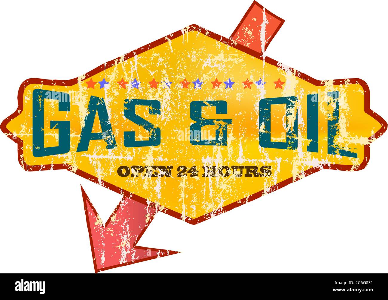 vintage route 66 gas sation sign, retro style vector illustration ...