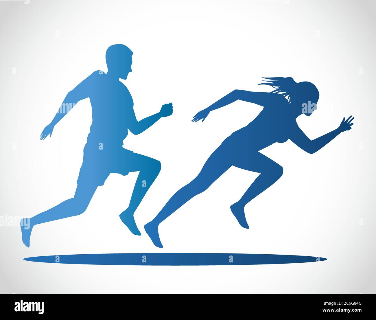 silhouettes of athletics couple running vector illustration design ...