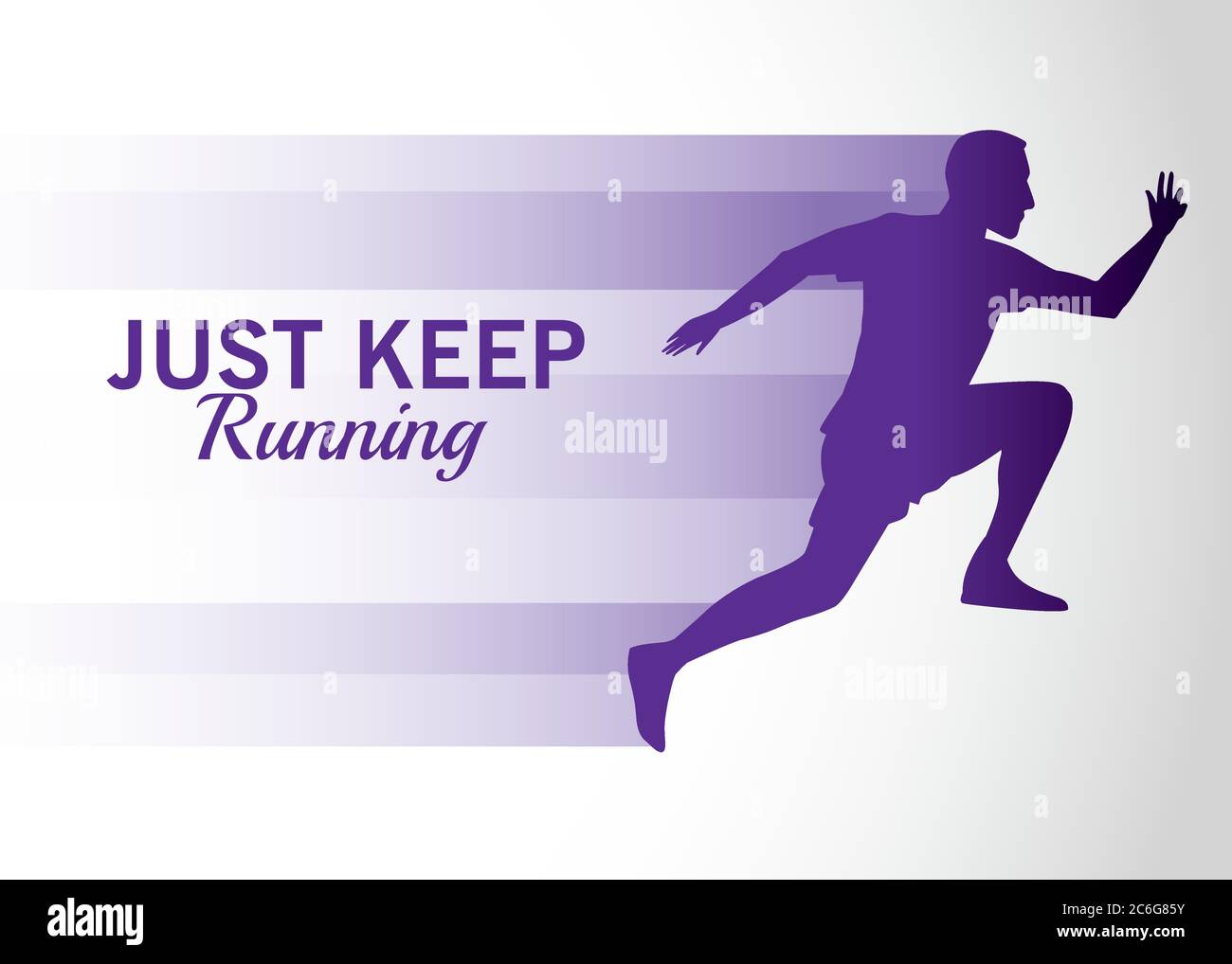 silhouette of athletic man running with just keep message vector ...
