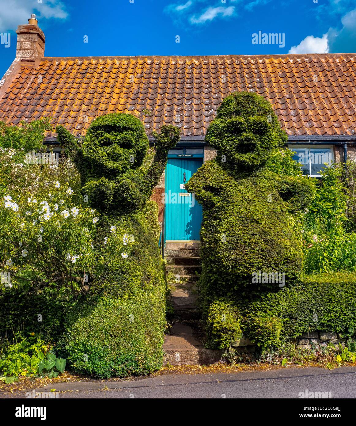 Stenton Village, East Lothian, Scotland, UK - Hedge Topiary Stock Photo ...