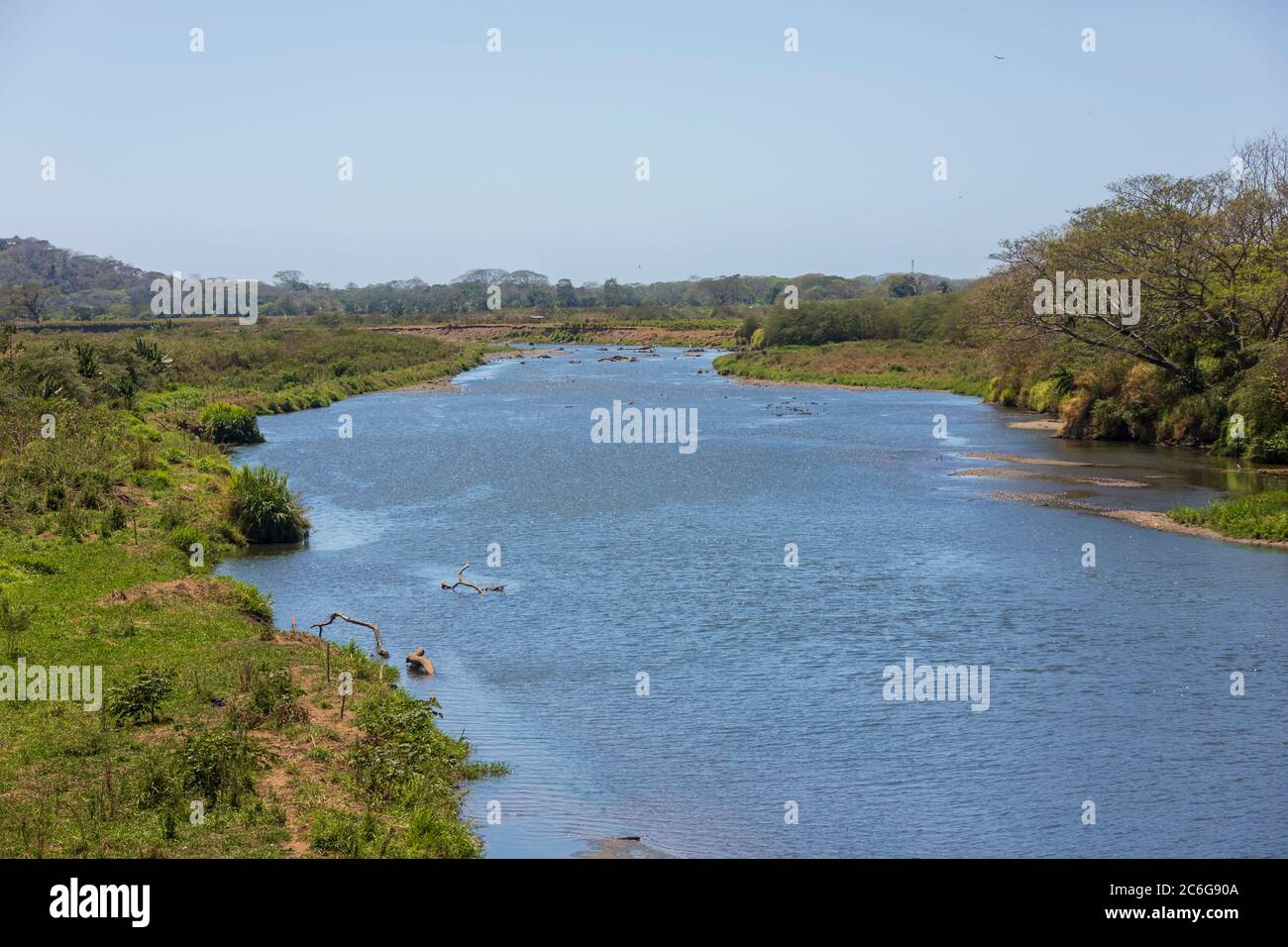View at the River Tarcoles from Crocodile Bridge, popular tourist ...