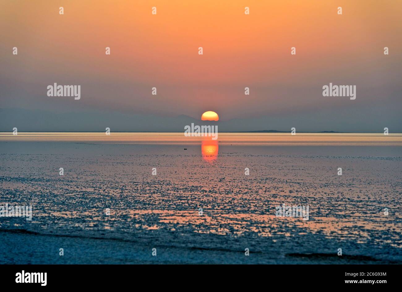 Sunrise over the Assale Salt Lake, Hamadela, Danakil Depression Afar ...