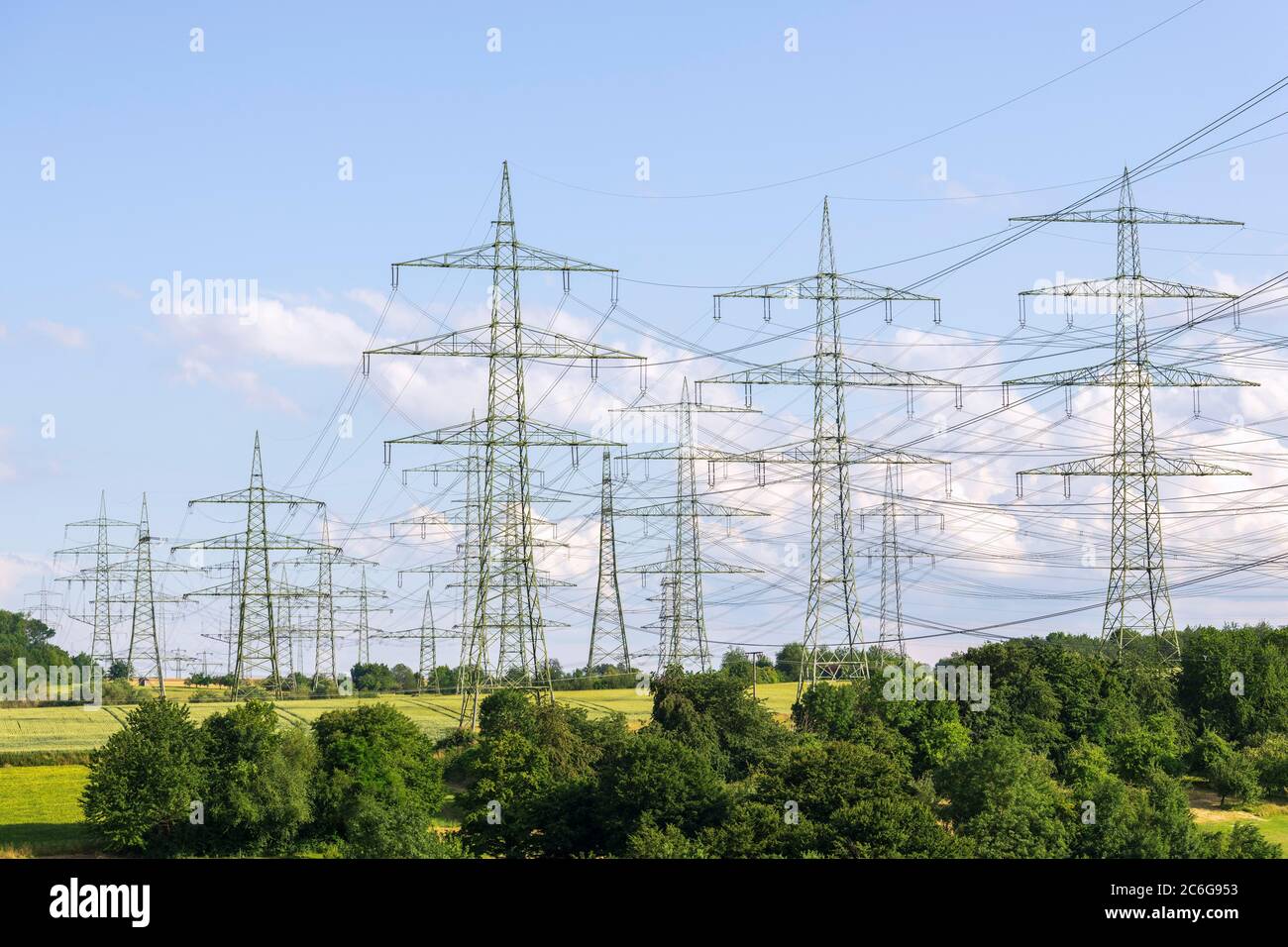 Power lines, transmission lines, high voltage pylons, Baden ...