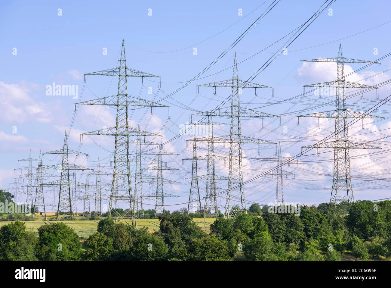 Power lines, transmission lines, high voltage pylons, Baden ...