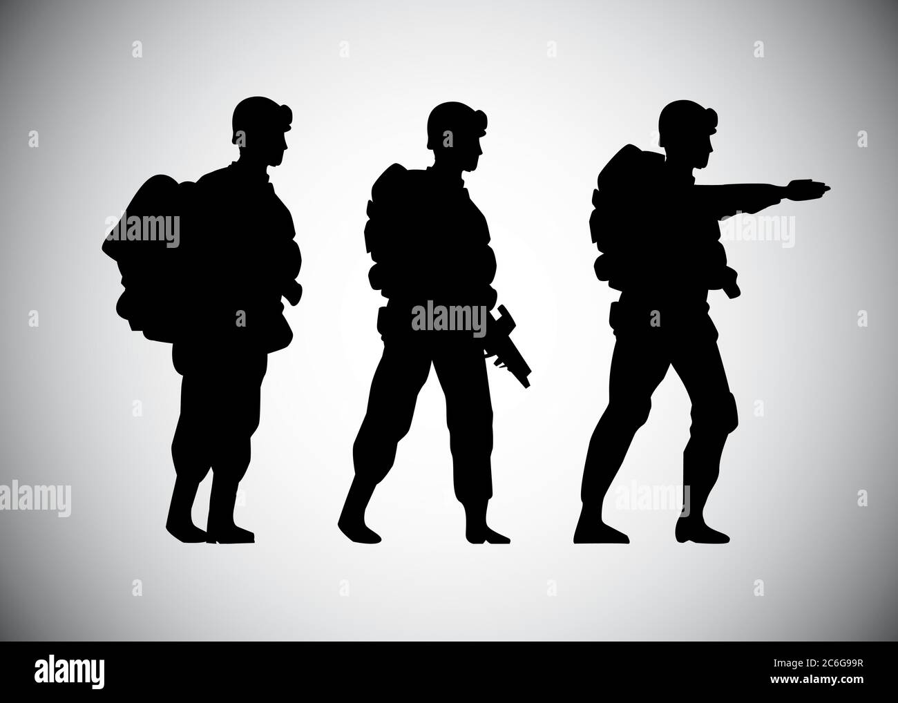military soldiers silhouettes figures icons vector illustration design ...
