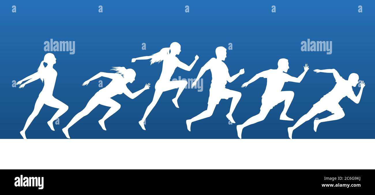 silhouettes of athletics people running vector illustration design ...