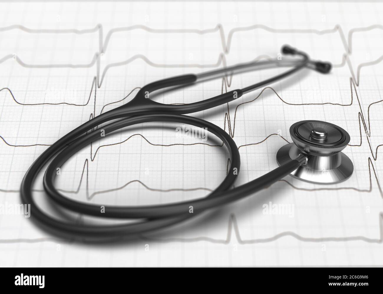Stethoscope on ECG Stock Photo - Alamy