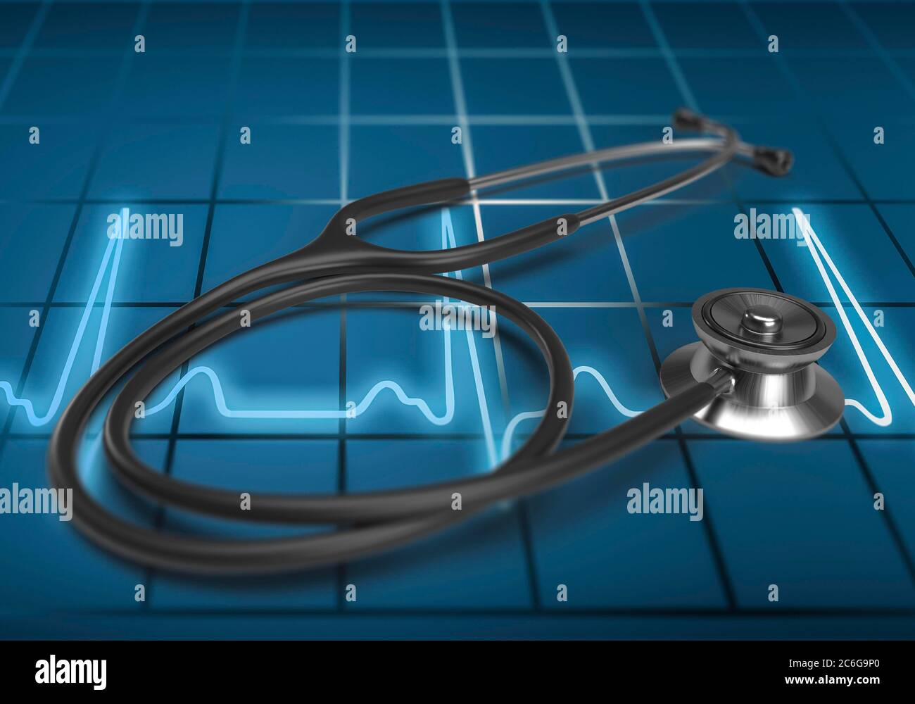 Stethoscope on ECG Stock Photo - Alamy