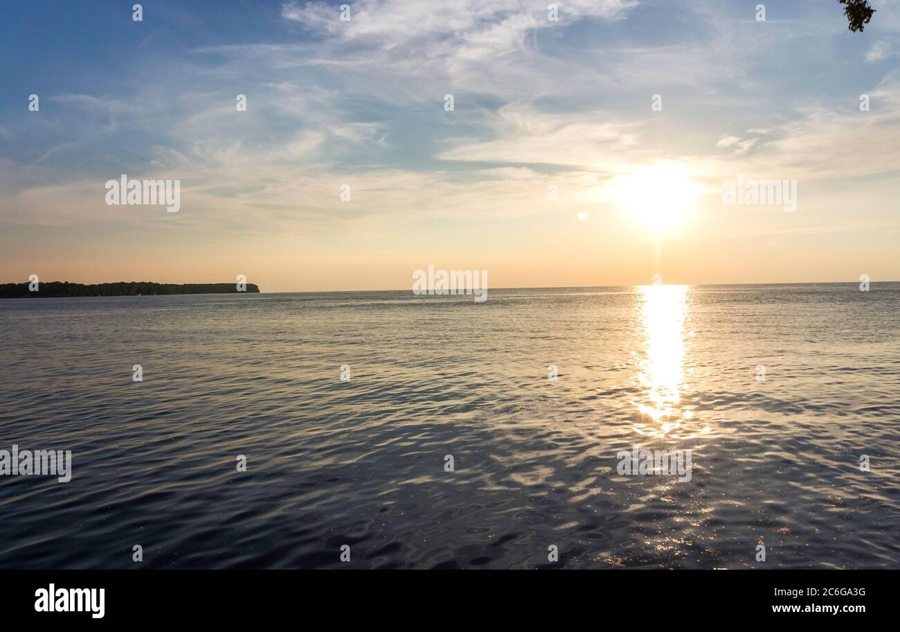 Sunset Over Lake Michigan Stock Photo - Alamy