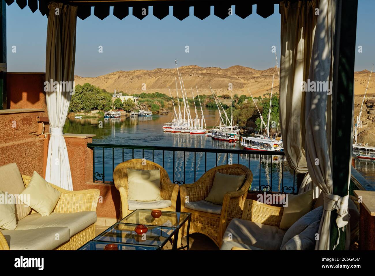 Looking out over the River Nile at Elephantine Island from a private ...