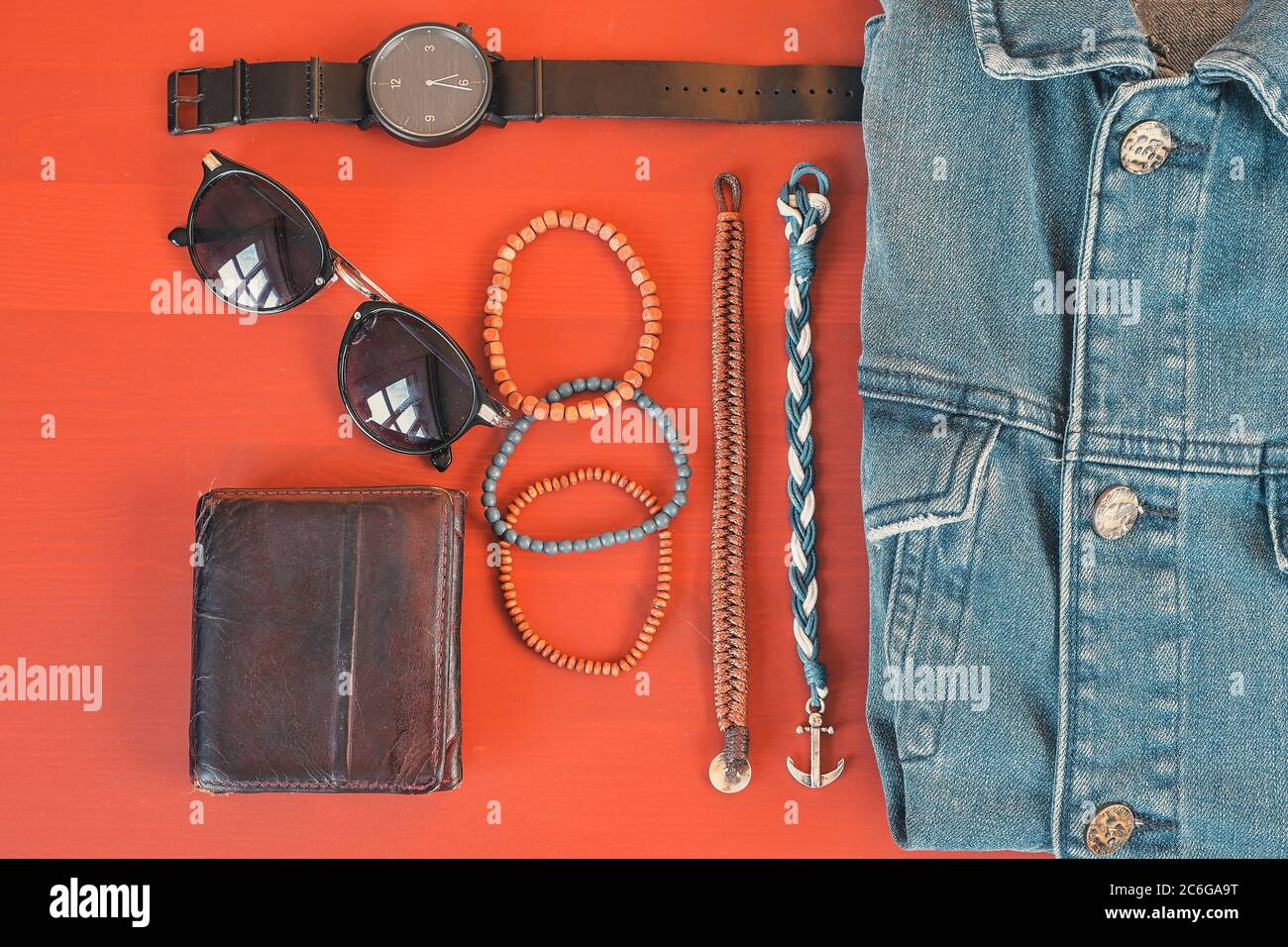 Top view of men accessories. Hipster or modern man concept. Accessories ...