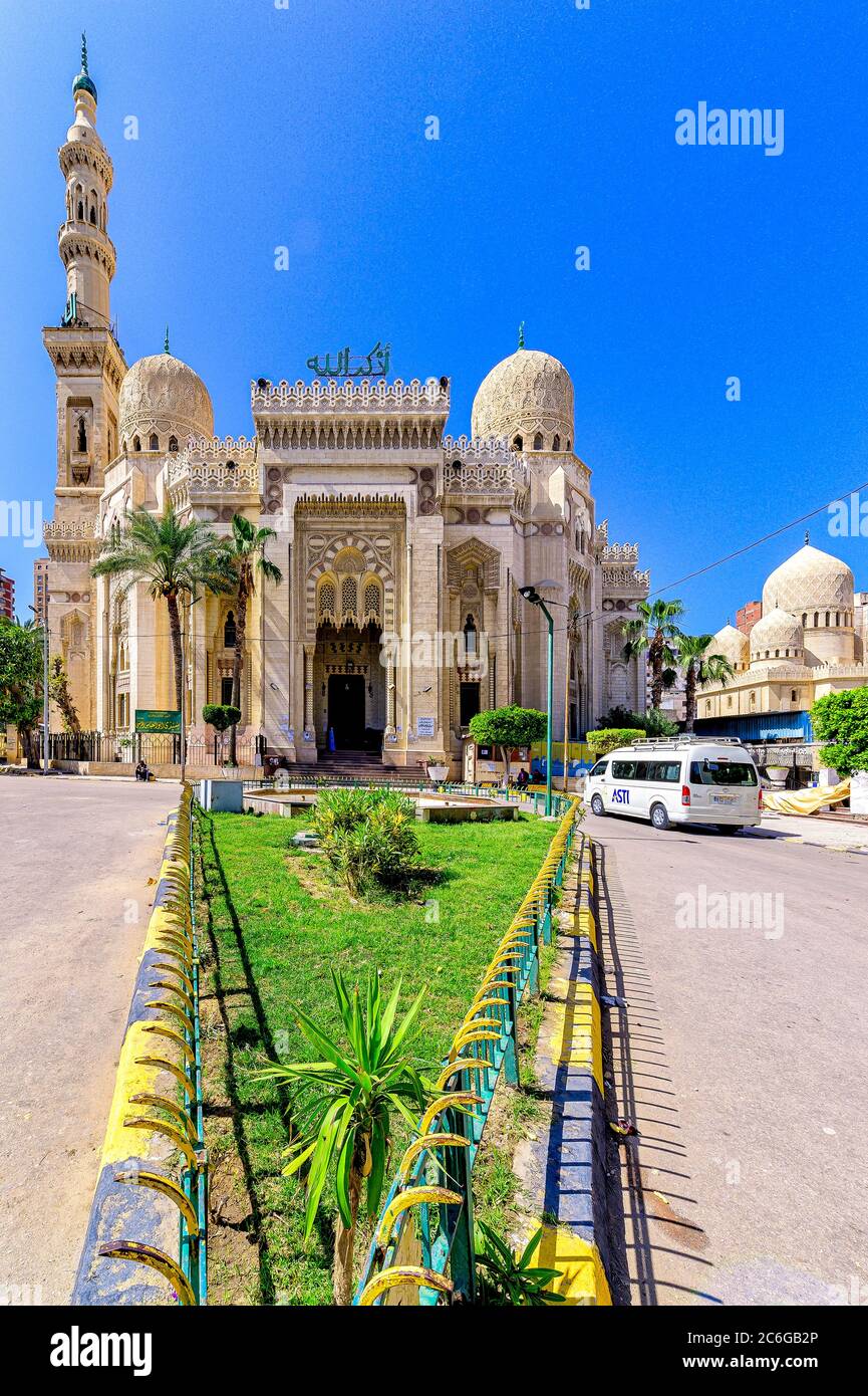 Front entrance and driveway of the Abu al-Abbas al-Mursi Mosque in the ...