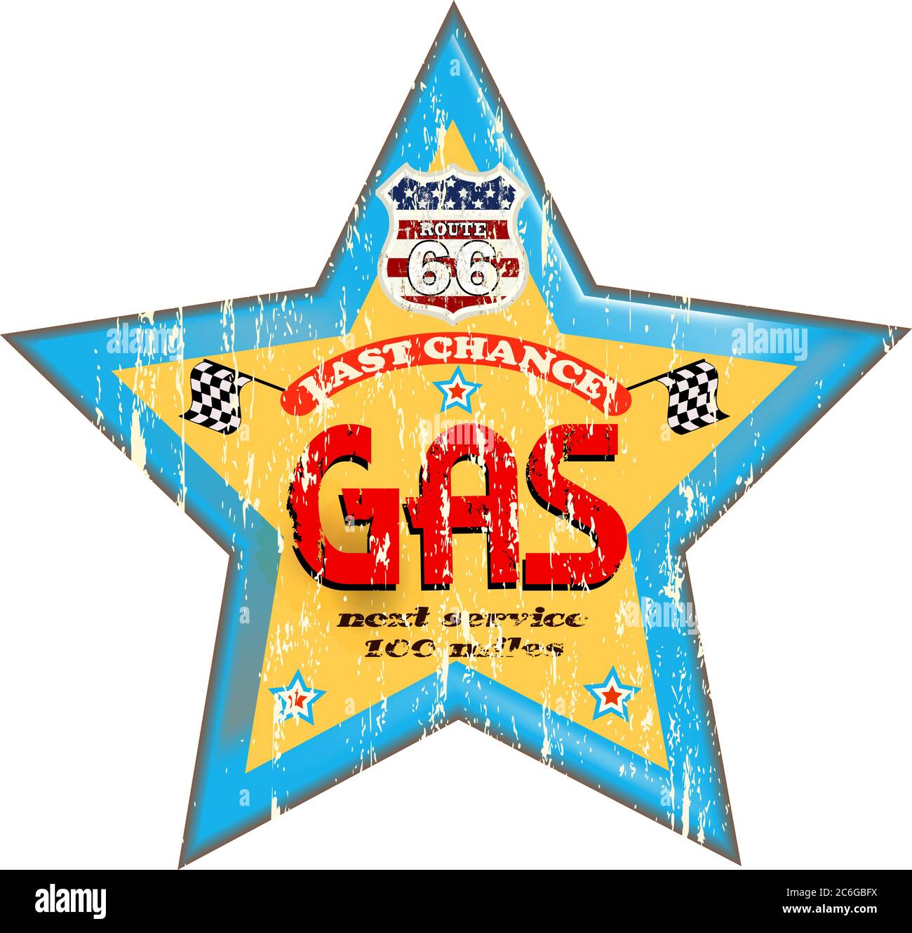 vintage route 66 gas sation sign, retro style vector illustration ...