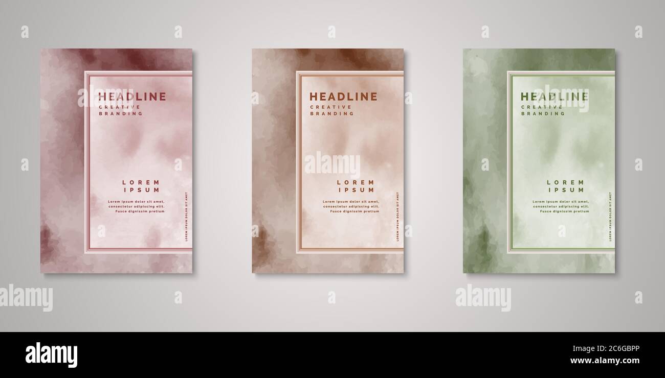 Cover design.Set of background with watercolor.Paper cut style design ...