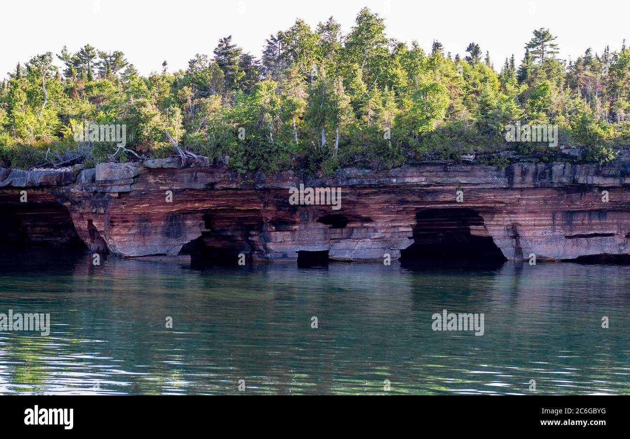 Beautiful Rock Formations and Sea Caves in the Apostle Islands National ...