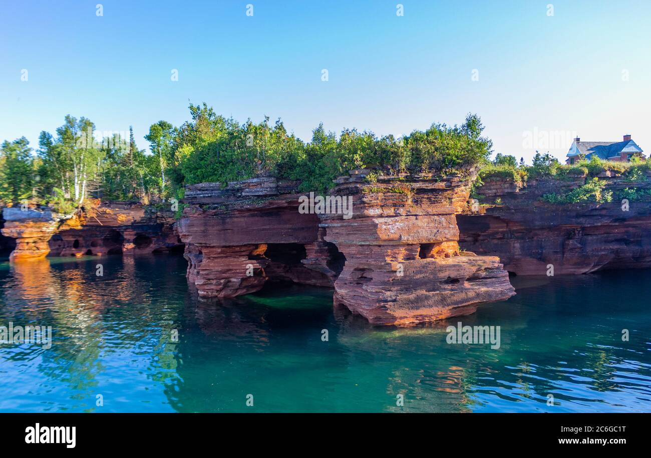 Beautiful Rock Formations and Sea Caves in the Apostle Islands National ...