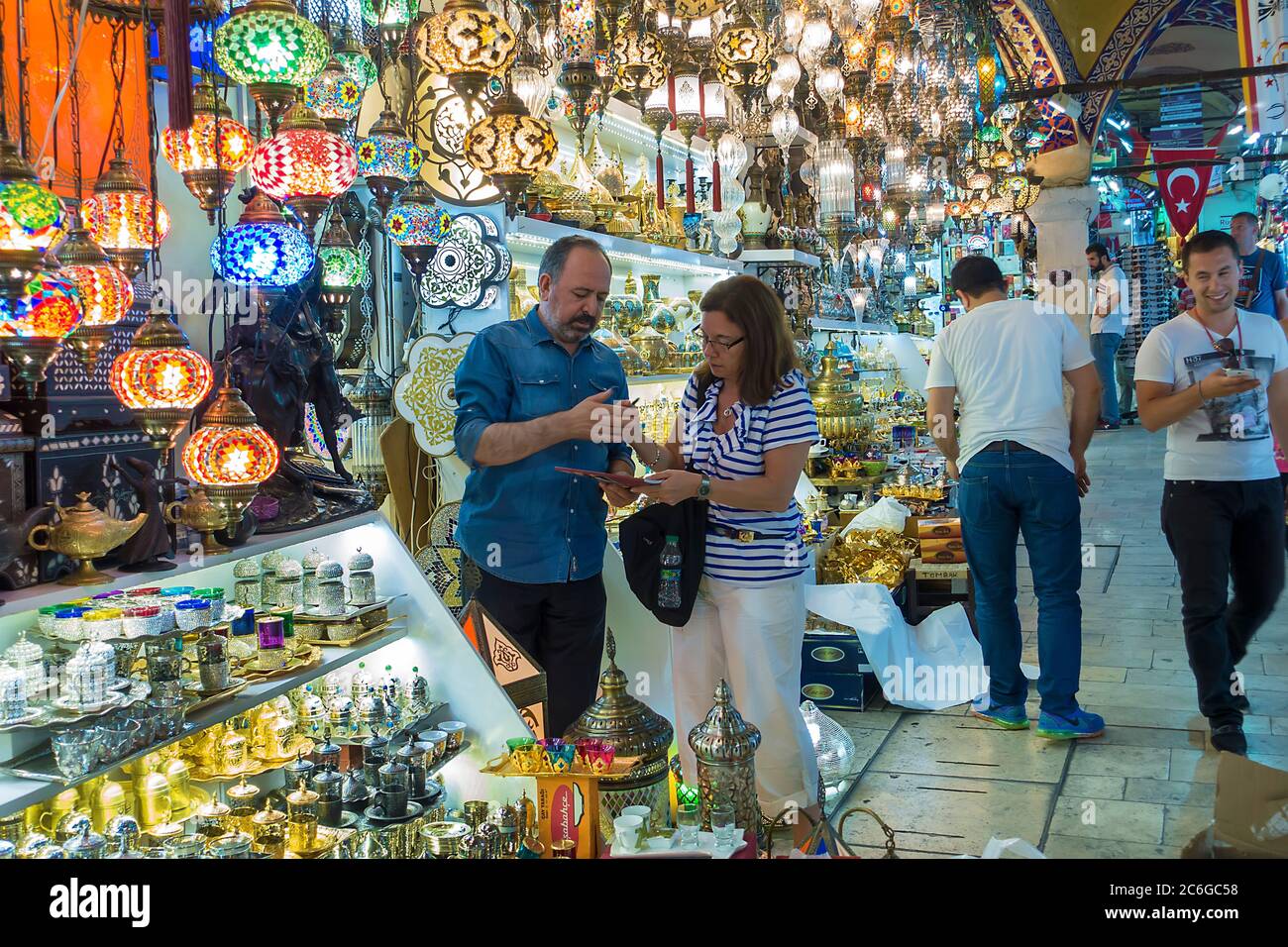 Shopping in the Grand Bazaar, Istanbul, Turkey Stock Photo - Alamy