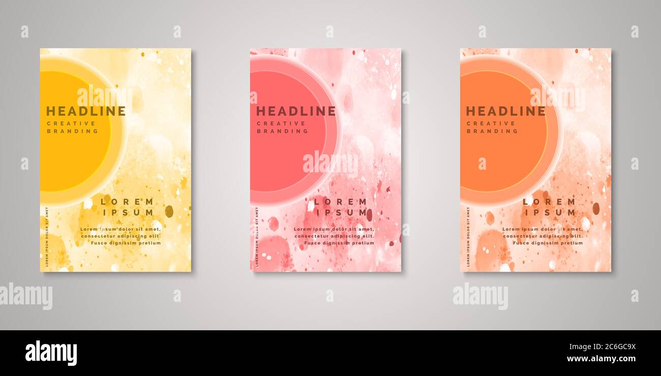 Cover design.Set of background with watercolor.Paper cut style design ...