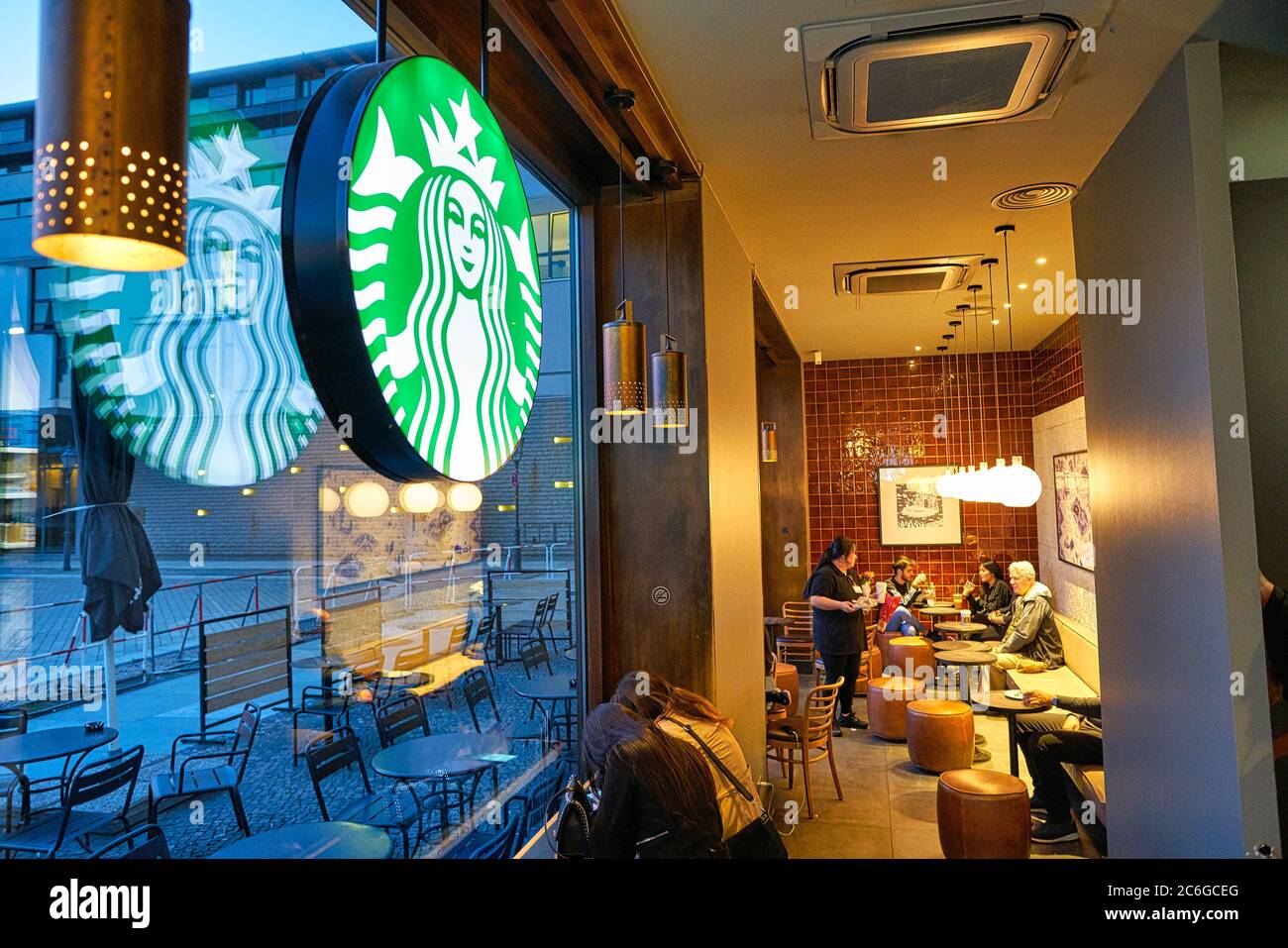 BERLIN, GERMANY - CIRCA SEPTEMBER, 2019: interior shot of Starbucks in ...
